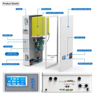 China 48V 200Ah LiFePO4 Powerwall 10kWh with Built-in 5kW Inverter 6000 Cycles for sale
