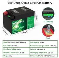 China 24V 140Ah LiFePO4 Battery Pack 25.6V 4000 Cycle Built-In BMS Grade A Cells Rechargeable for sale