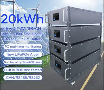 China Solar PV Charging LiFePO4 20kWh 51.2V 400Ah Home Energy Storage Battery for sale