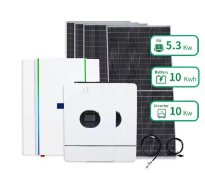 China 5kWh 7kWh 10kWh LiFePO4 Solar Panel Kit Set On Off Grid Inverter Home Energy Storage System for sale