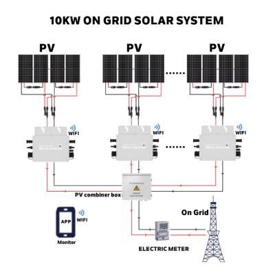 China 2000W Solar Roof Mounting Micro Inverter WiFi On Grid Power System 48-130V for sale