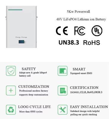 China LiFePO4 Power Wall Battery 48V 100Ah 5kWh Home Energy Storage System for sale