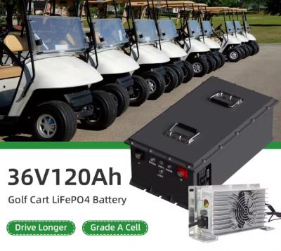 China 36V 120Ah Lithium Iron Phosphate Battery 4.6KWh for Golf Cart Club Car with Display Charger for sale