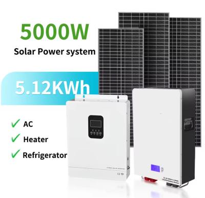 China Complete Solar Energy Storage System 51.2V 100Ah 5kWh LiFePO4 Lithium Battery with Solar Panels and Inverter for sale