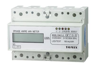 China 5A 10A 20A LCD Display Din Rail KWH Meter , 3 Phase Energy Meter for sale