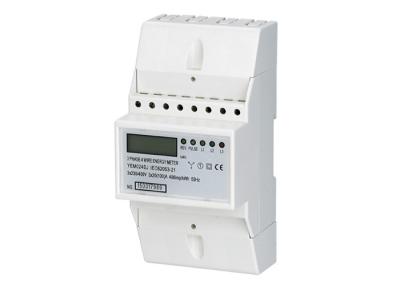 China 100A Max Current 3 Phase Din Rail KWH Meter With Backlight Source LCD Display for sale