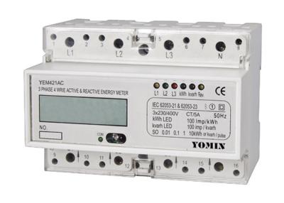 China 5A CT 3 Phase 4 Wire Active & Reactive Din Rail KWH Meter for AMR System for sale