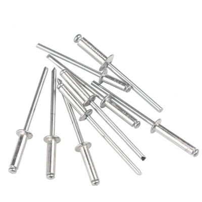 China Uncoated Self-Plugging Aluminum Sliver Blind Rivet Open End Decorating Fastener Nails Pop Rivets for sale