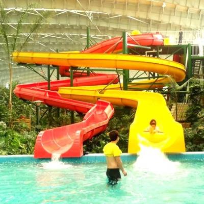 China 50-100 Meters Length Water Park Slide Spiral Waterslide Various Heights for sale