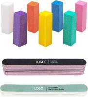 China Custom Logo White Pink PE EVA Sponge 80 100 180 Grit Polishing Foam Nail File Double Sided Tape for Mini Nail File for sale