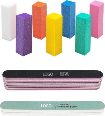 China Custom Logo White Pink PE EVA Sponge 80 100 180 Grit Polishing Foam Nail File Double Sided Tape for Mini Nail File for sale