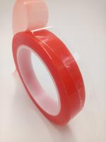 China Solvent Glue Double Sided PET Tape Red Liner Transparent MOPP Tape for sale
