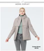 China Creamy Brown Women Padded Coat 69cm 71cm 73cm 75cm Short Puffer Jacket for sale