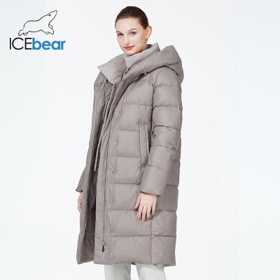 China Length 100cm To 107cm Beige Puffer Coat Womens Puffer Coat With Hood for sale