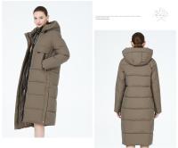 China Length 112cm Maxi Puffer Coat Size 46 Long Down Coat Brown Womens for sale
