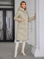 China Cotton Duvet Long Down Jacket Off White Ladies Long Puffer Coat for sale