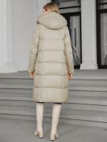 China Cotton Duvet Long Down Jacket Off White Ladies Long Puffer Coat for sale