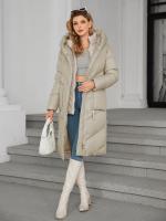 China Cotton Duvet Long Down Jacket Off White Ladies Long Puffer Coat for sale
