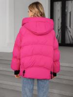China 42-50 Short Pink Down Coat Hooded Brilliant Pink Puffer Coat Womens Casual for sale