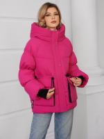 China 42-50 Short Pink Down Coat Hooded Brilliant Pink Puffer Coat Womens Casual for sale