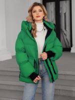 China Loose Style Womens Down Coat Green Womens Long Puffer Coat for sale