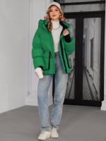 China Loose Style Womens Down Coat Green Womens Long Puffer Coat for sale