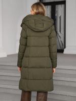 China Curry / Bronze Long Down Coat Womens Long Padded Coat Long Sleeve for sale