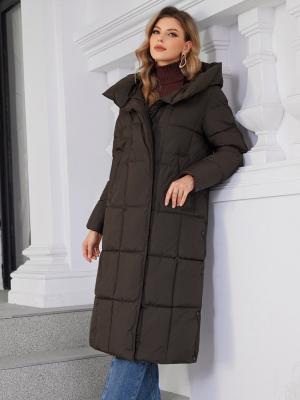 China Brown Womens Down Winter Coats Cotton Duvet Ladies Puffer Coat for sale