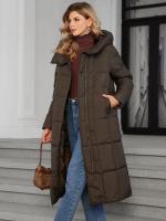 China Brown Womens Down Winter Coats Cotton Duvet Ladies Puffer Coat for sale