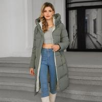China Moderate Womens Knee Length Puffer Coat Green Gray Knee Length Padded Coat for sale