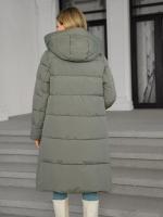 China Moderate Womens Knee Length Puffer Coat Green Gray Knee Length Padded Coat for sale