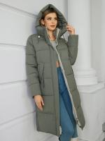 China Moderate Womens Knee Length Puffer Coat Green Gray Knee Length Padded Coat for sale