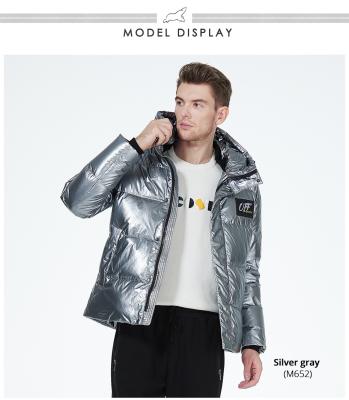 China Bright Silver Short Down Coat Size 46 Size 54 Short Padded Coat for sale