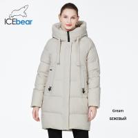 China Blue 85cm Ladies Padded Winter Coats Polyester Womens Down Coat for sale