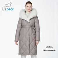 China Detachable Fur Collar Padded Coat 103cm-109cm Ladies Padded Coat With Fur Collar for sale