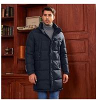 China 100cm Length Thickened Down Jacket Business Mens Black Puffer Coat for sale
