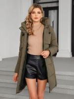 China Outdoor Ladies Waterproof Puffer Jacket Brown Waterproof Padded Long Coat for sale