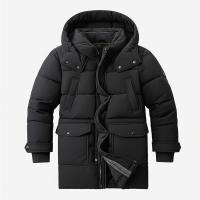 China Deep And Convenient Hood With Drawstring Mens Down Coat And Knitted Cuff With Pockets Decoration for sale