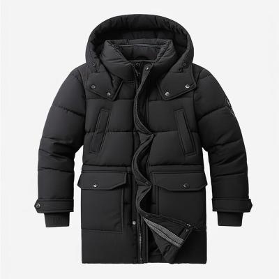 China Deep And Convenient Hood With Drawstring Mens Down Coat And Knitted Cuff With Pockets Decoration for sale