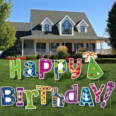 China 3mm 4mm Coroplast Yard Letters Corrugated Plastic Happy Birthday Sign for sale