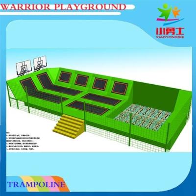 China Commercial Indoor Trampoline Park with 500 sq ft Foam Pit and Basketball Zone for Entertainment Centers for sale