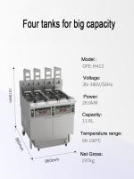 China OFE-H413 Commercial Electric Open Fryer 4 Pots 52L Capacity with Digital LCD Panel and Auto Lift System for sale