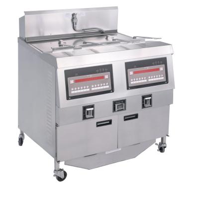China 220V Digital Computer Panel Deep Fryer with 2 Pots 4 Baskets and Auto Filtration System 50L Capacity for sale
