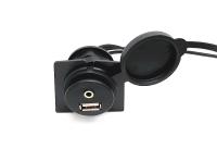 China Copper Cable Conductor usb and 3RCA Car dashboard Usb Data Cable Custom Length With Mounting Panel for sale