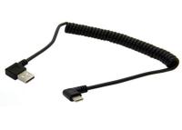 China 1.5m Coiled Right Angle Micro USB Cable /  USB 2.0 A Male to micro B  Mobile Phone Charging Cable for sale