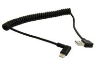 China 1.5m Coiled Right Angle Micro USB Cable /  USB 2.0 A Male to micro B  Mobile Phone Charging Cable for sale
