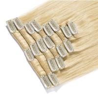 China 100% Human Hair Clip In Hair Extensions and Soft Shiny No Tangle 613 /24 Color for sale