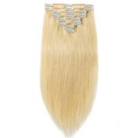 China 100% Human Hair Clip In Hair Extensions and Soft Shiny No Tangle 613 /24 Color for sale