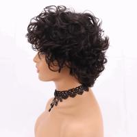 China 250% Density Pixie Cut Curly Human Hair Wig with Swiss Lace Base Material for sale
