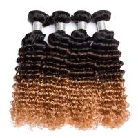 China 100% Natural Deep Wave Double Weft Brazilian Remy Hair Bundles Vendor with Ombre Color for sale